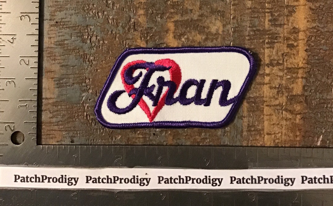 Vintage Fran Name Tag Sew-on Patch White/purple/red Heart Twill - Etsy