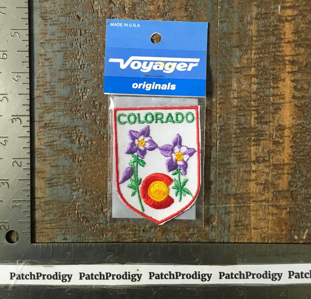 Vintage COLORADO Blue Columbine Flowers State Travel Souvenir Sew-on ...