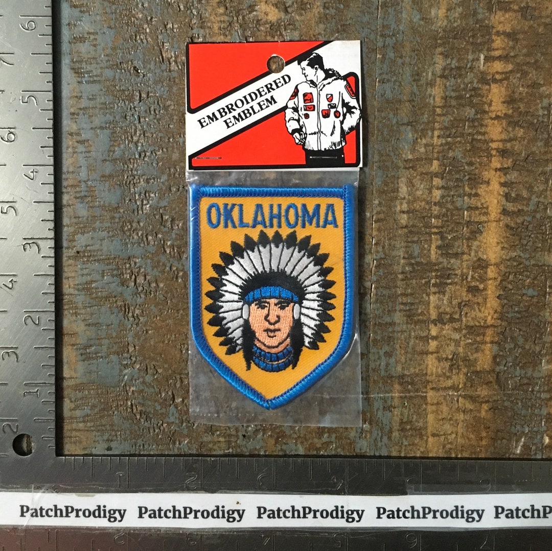 Vintage OKLAHOMA Native American Headdress State Travel Souvenir Sew-on ...