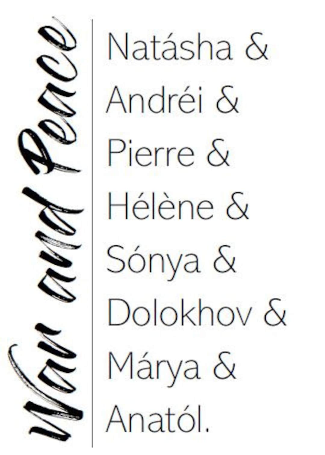 War and Peace Character List Digital Download - Etsy