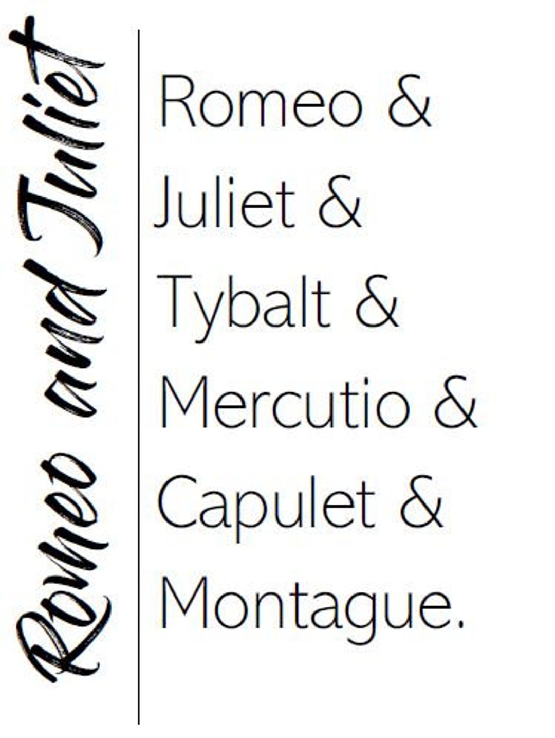 Romeo and Juliet Character List Digital Download - Etsy