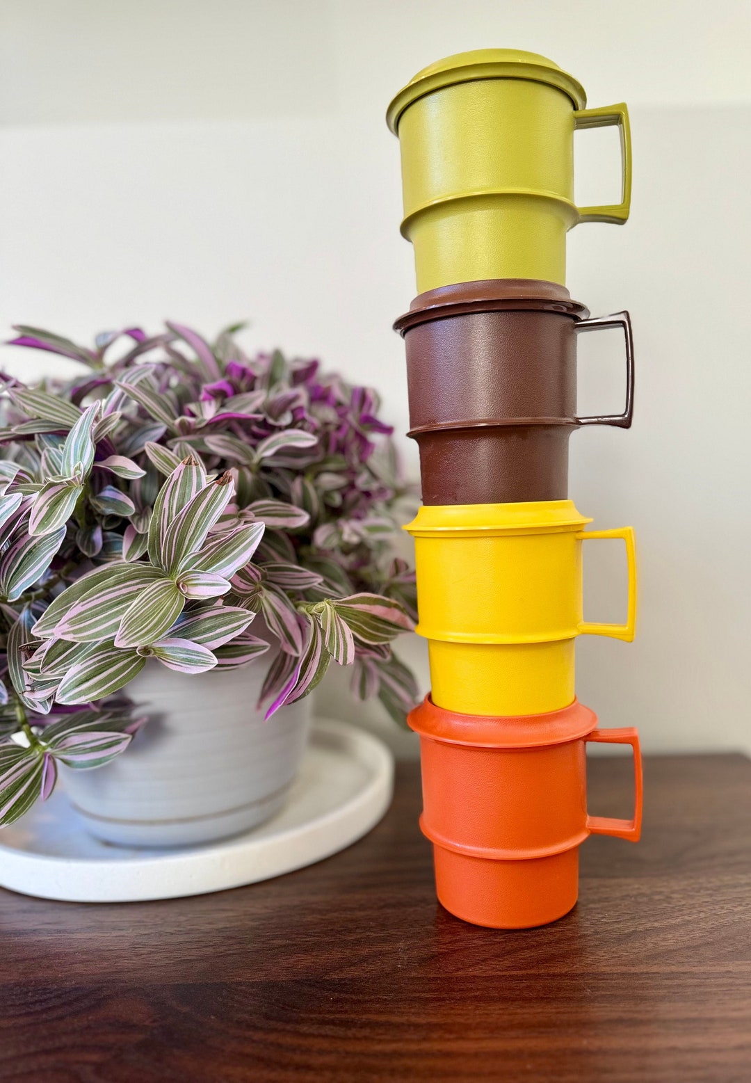 Vintage 1980s Tupperware Coffee Mugs With Matching Lids Saucers in ...