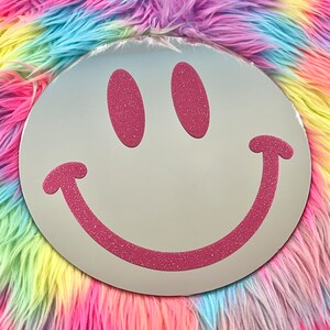 GLITTER Happy Face Smile Mirror Multiple Colors & Sizes Available - Etsy