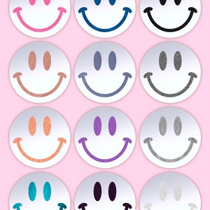 GLITTER Happy Face Smile Mirror Multiple Colors & Sizes Available - Etsy