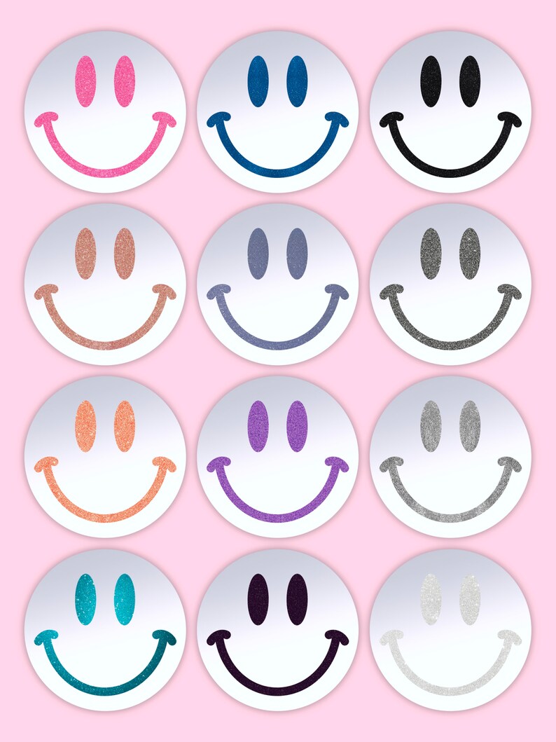 GLITTER Happy Face Smile Mirror Multiple Colors & Sizes Available - Etsy