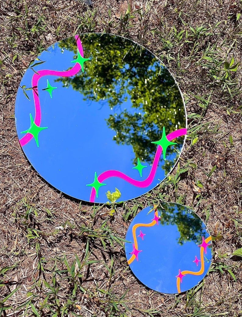 Psychedelic Swirls & Stars Mirror Multiple Colors and Sizes - Etsy