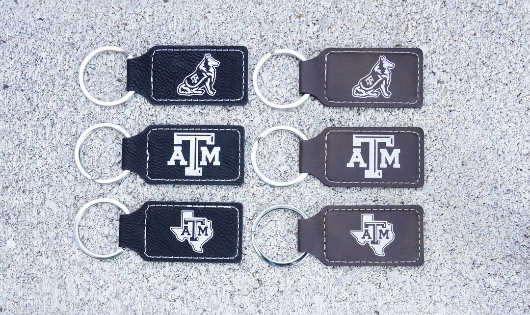 Texas A&M Aggie Keychains - Laser Engraved Leatherette Keychains - Etsy
