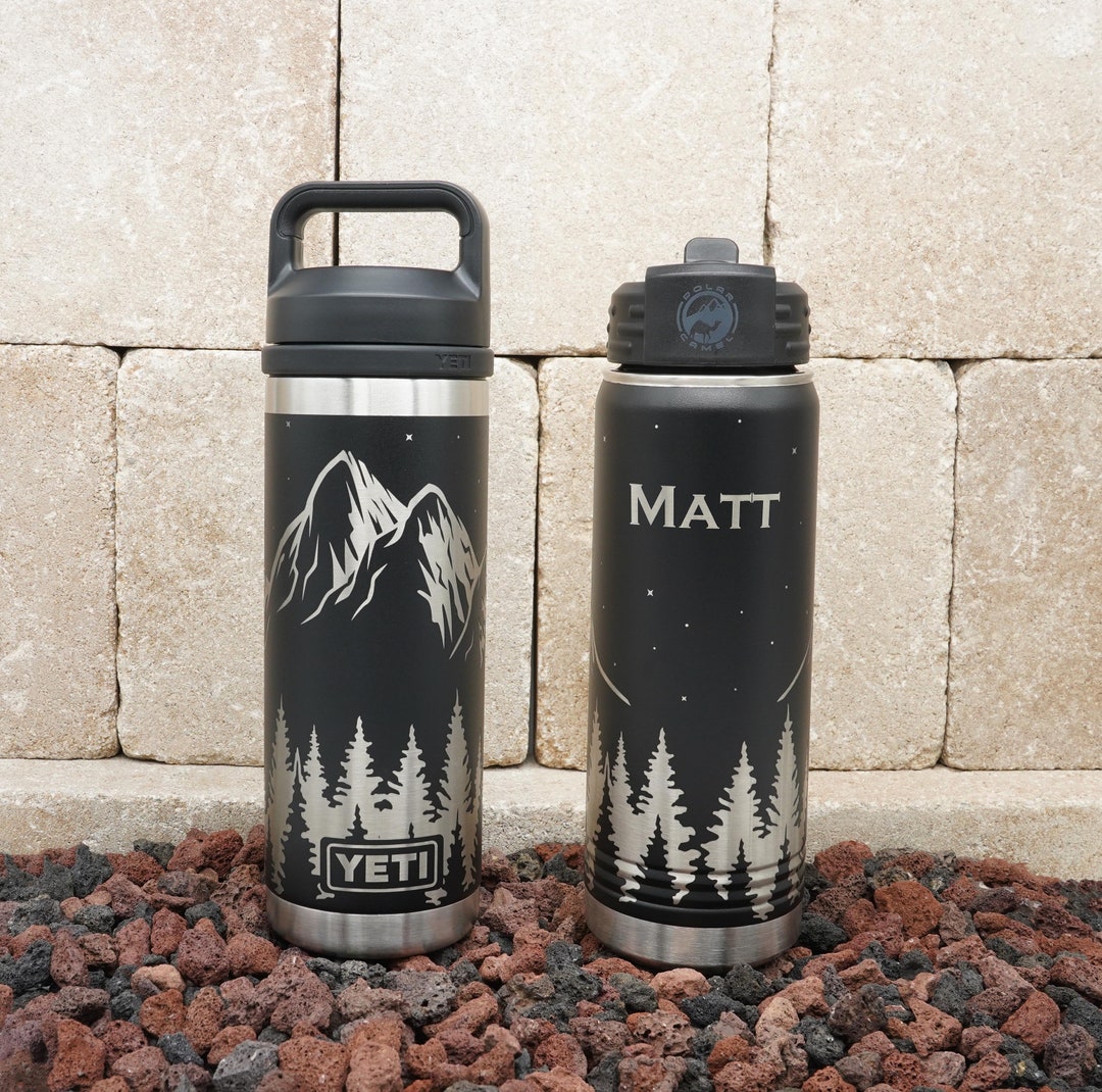 Laser Engraved Mountain Scene Water Bottle: YETI® or Polar Camel - Etsy