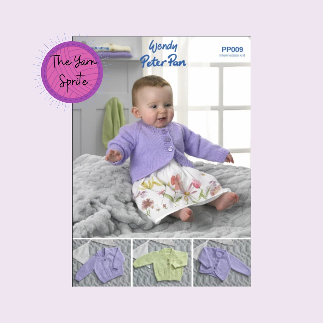Peter Pan DK Knitting Pattern Leaflet PP09 Baby Cardigan, Sweater ...