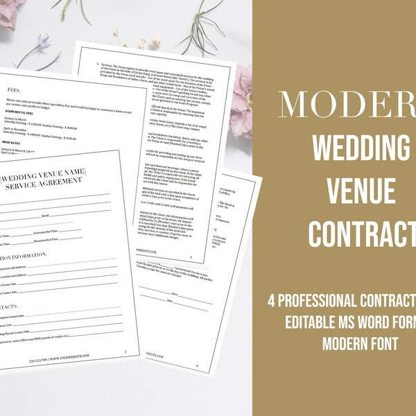 Wedding Venue Contract Template - Etsy