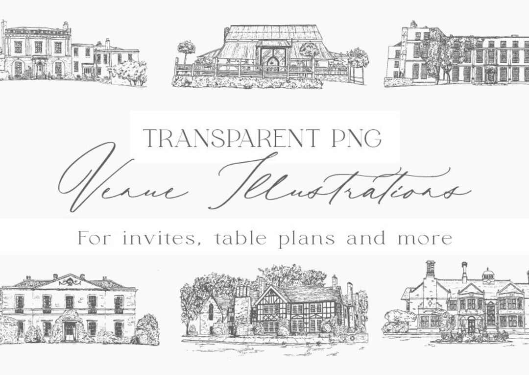 Venue Illustration A-L PNG File for Wedding Invites, Table Plans, Save ...