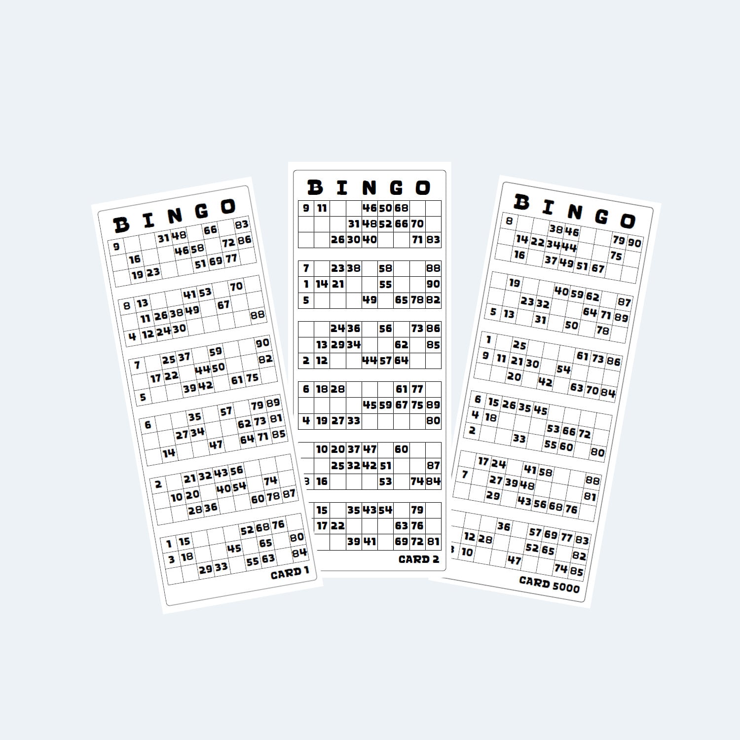 5000 Bingo Cards Jumbo Set of UK Style 1-90 Bingo Ticket Cards, 5000 ...