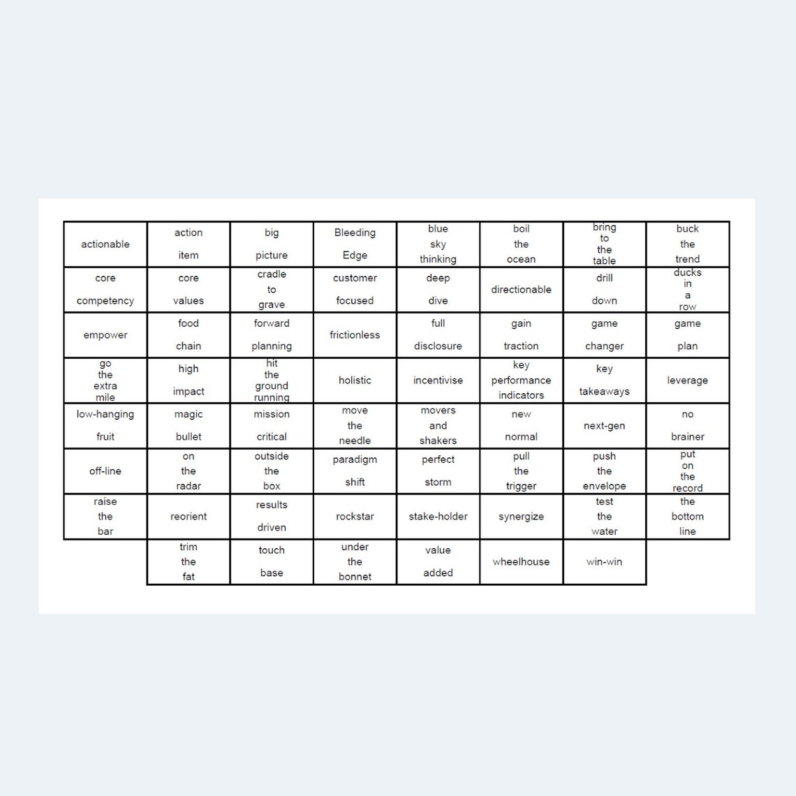 Buzzword Bingo Cards – Colorful Printable Bingo Cards 2 per Page - 500 ...