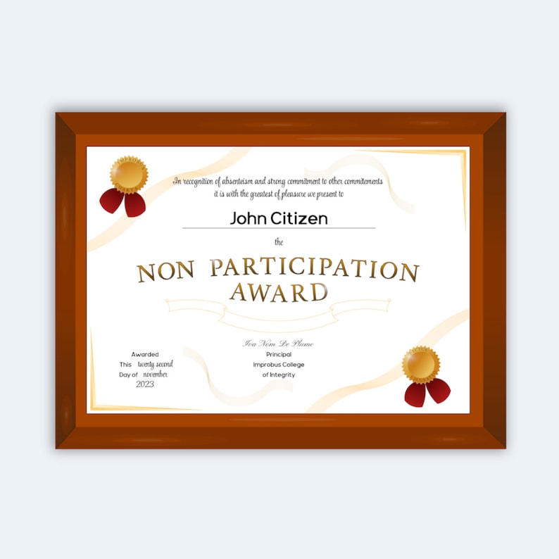 Novelty Award – "non Participation Award" - Digital Download - Etsy