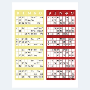 Printable Colour UK Style 1-90 Bingo Ticket Cards, 2 per Page - Etsy
