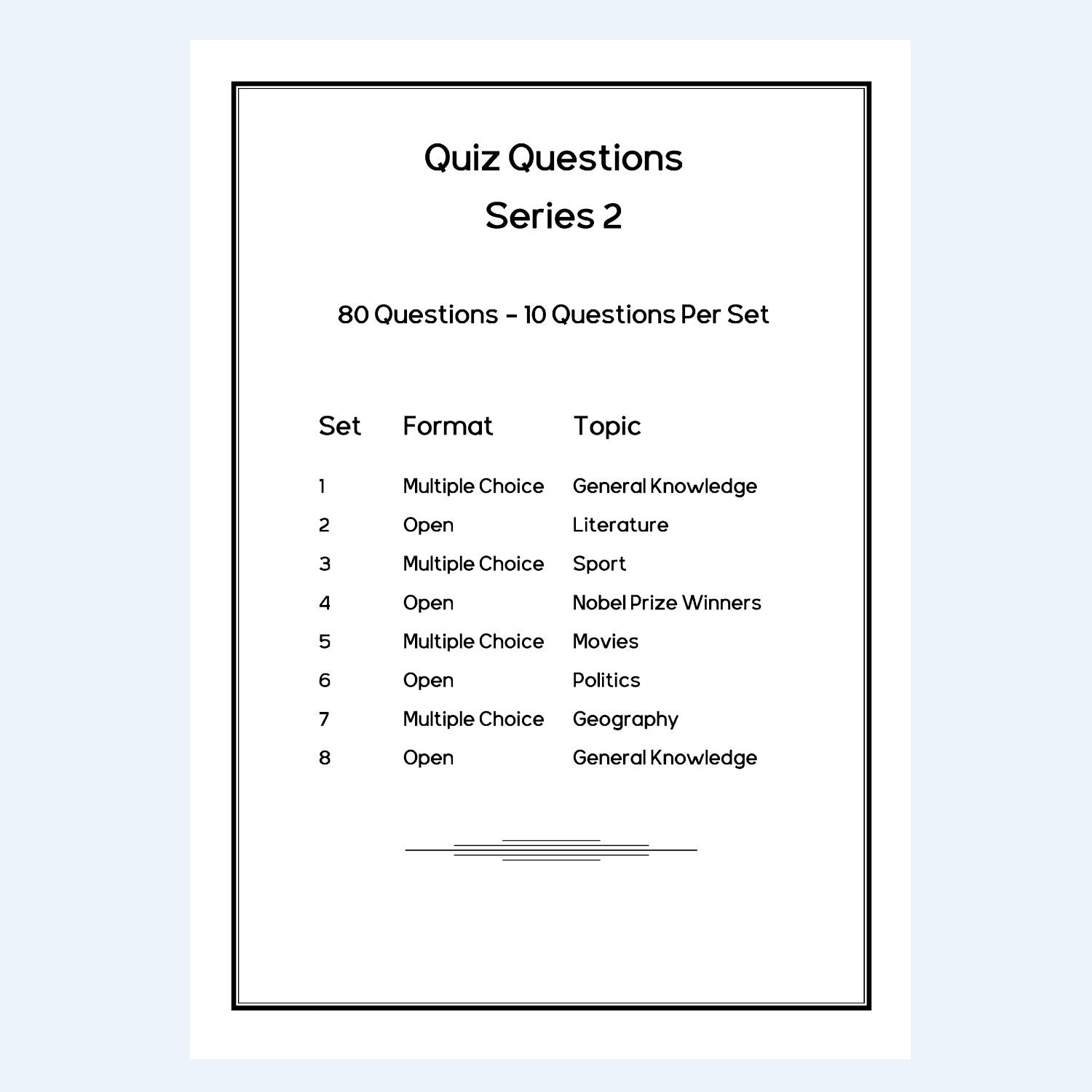 Trivia Quiz Questions - 80 Formatted Questions - 40 Open and 40 ...