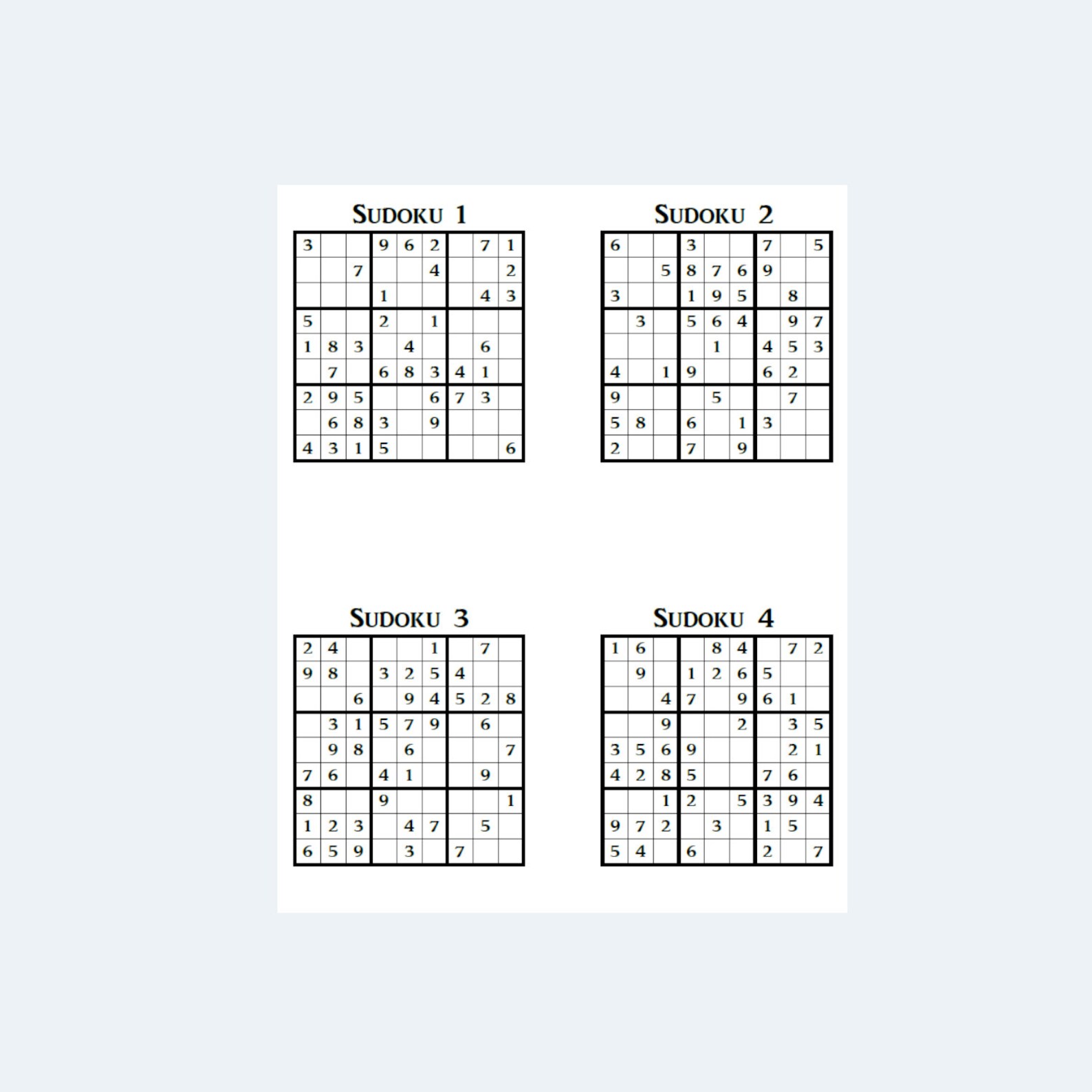 Sudoku Puzzles – Jumbo Set 1000 Easy-solve Sudoku Puzzles - 4 Per-page ...