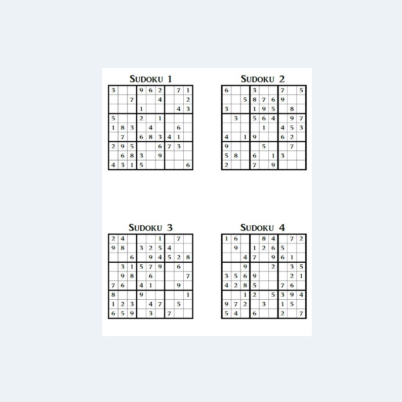 Sudoku Puzzles – Jumbo Set 1000 Easy-solve Sudoku Puzzles - 4 Per-page ...
