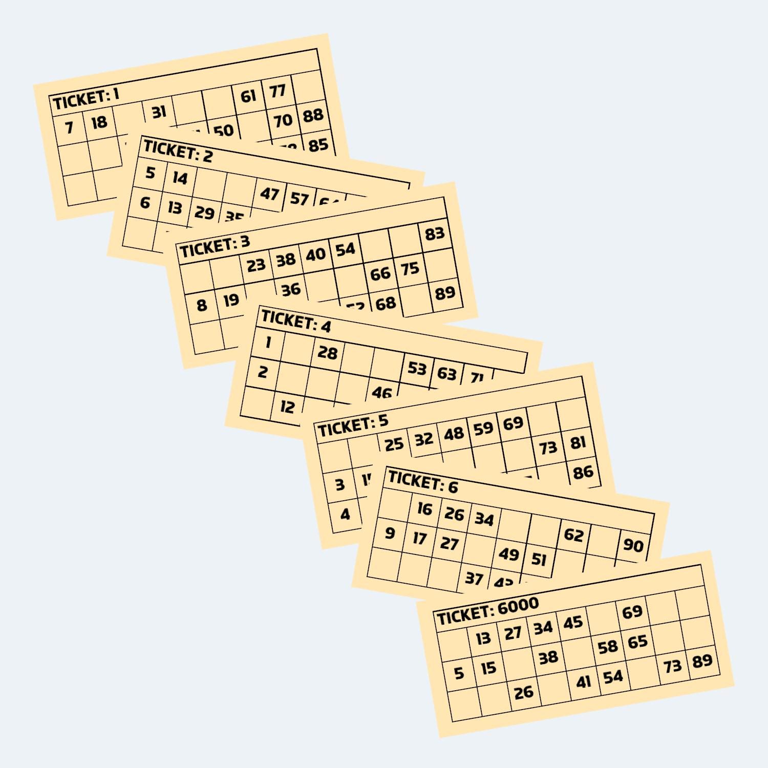 Tambola Tickets – 1 to 90 Printable Tambola Bingo Cards – 500 Pages ...