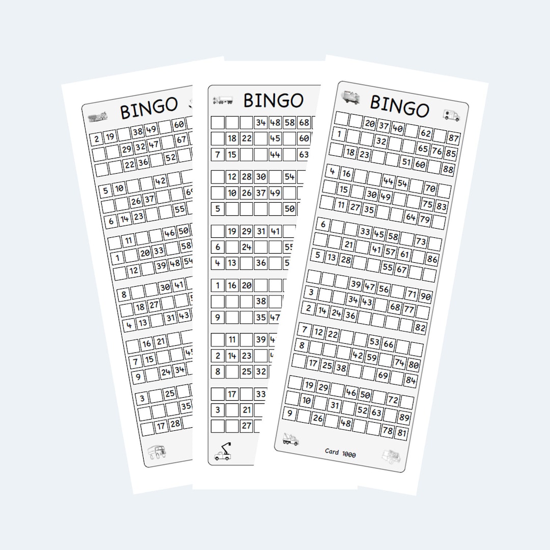 Tarjetas de boletos de bingo del 1 al 90, estilo británico, imprimibles ...