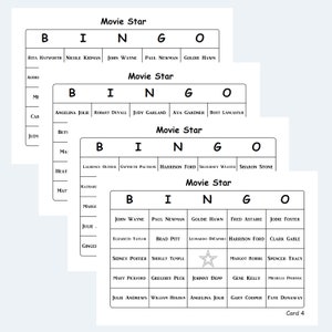 Bingo Cards – Novelty Movie Star Themed Bingo Cards - Printable Bingo ...