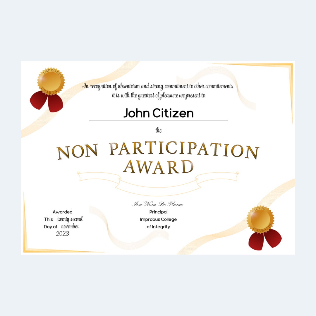 Novelty Award – "non Participation Award" - Digital Download - Etsy