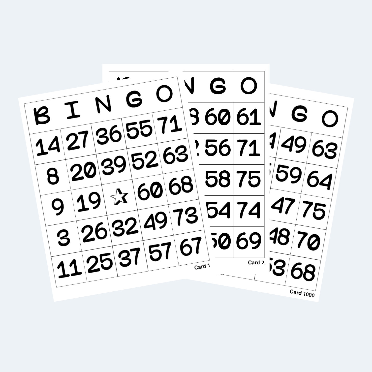 Bingo Cards - Printable Bingo Cards 2 per Page – 500 Pages / 1000 Cards ...