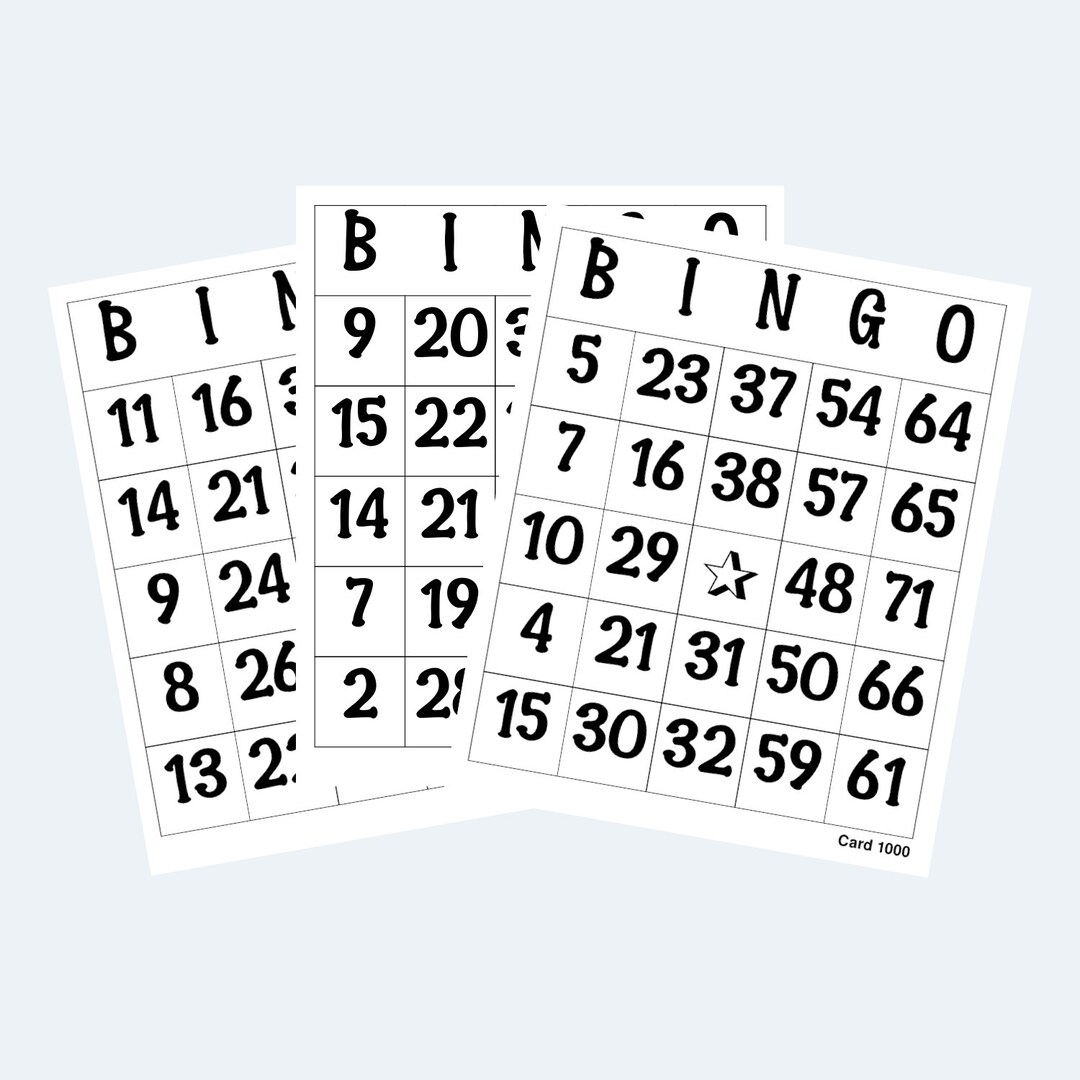 Bingo Cards - Printable Bingo Cards 2 per Page – 500 Pages / 1000 Cards ...
