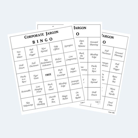 Corporate Jargon Bingo Cards Printable Bingo Cards Large - Etsy