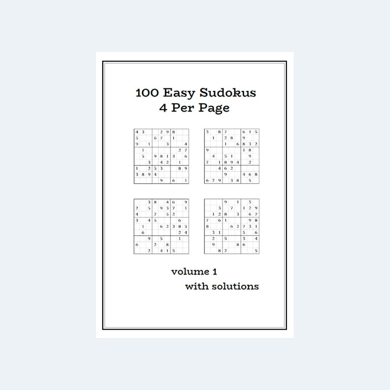 Sudoku Puzzles – 100 Easy-solve Sudoku Puzzles - Four Per-page Volume 1 ...