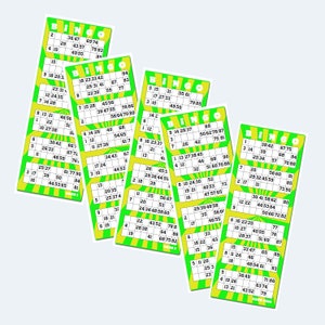 1000 Colorful UK Style 1-90 Bingo Ticket Cards, 2 Cards per (A4) Page ...
