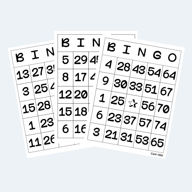Bingo Cards - Printable Bingo Cards 4 per Page – 250 Pages / 1000 Cards ...