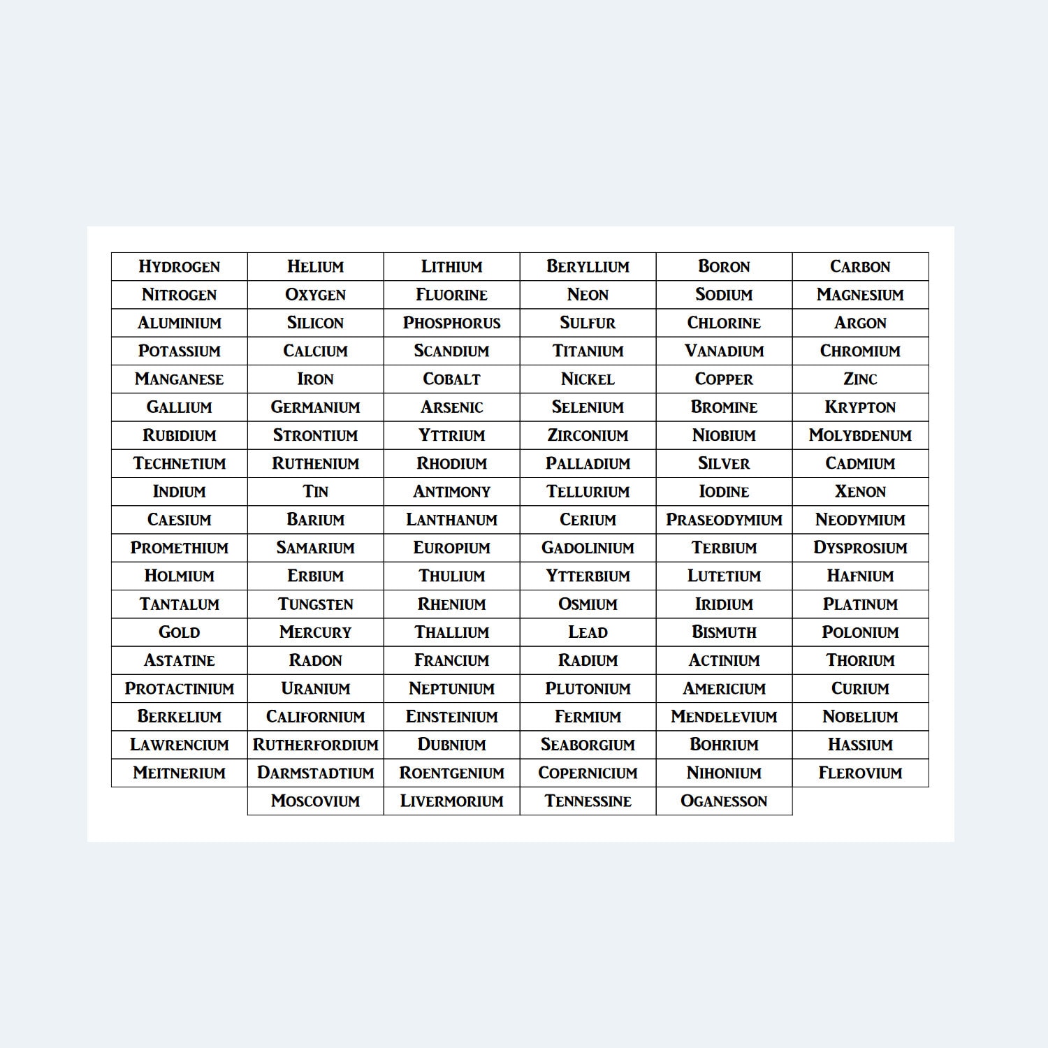 Bingo Cards – Novelty Periodic Table Themed Bingo Cards - Printable ...