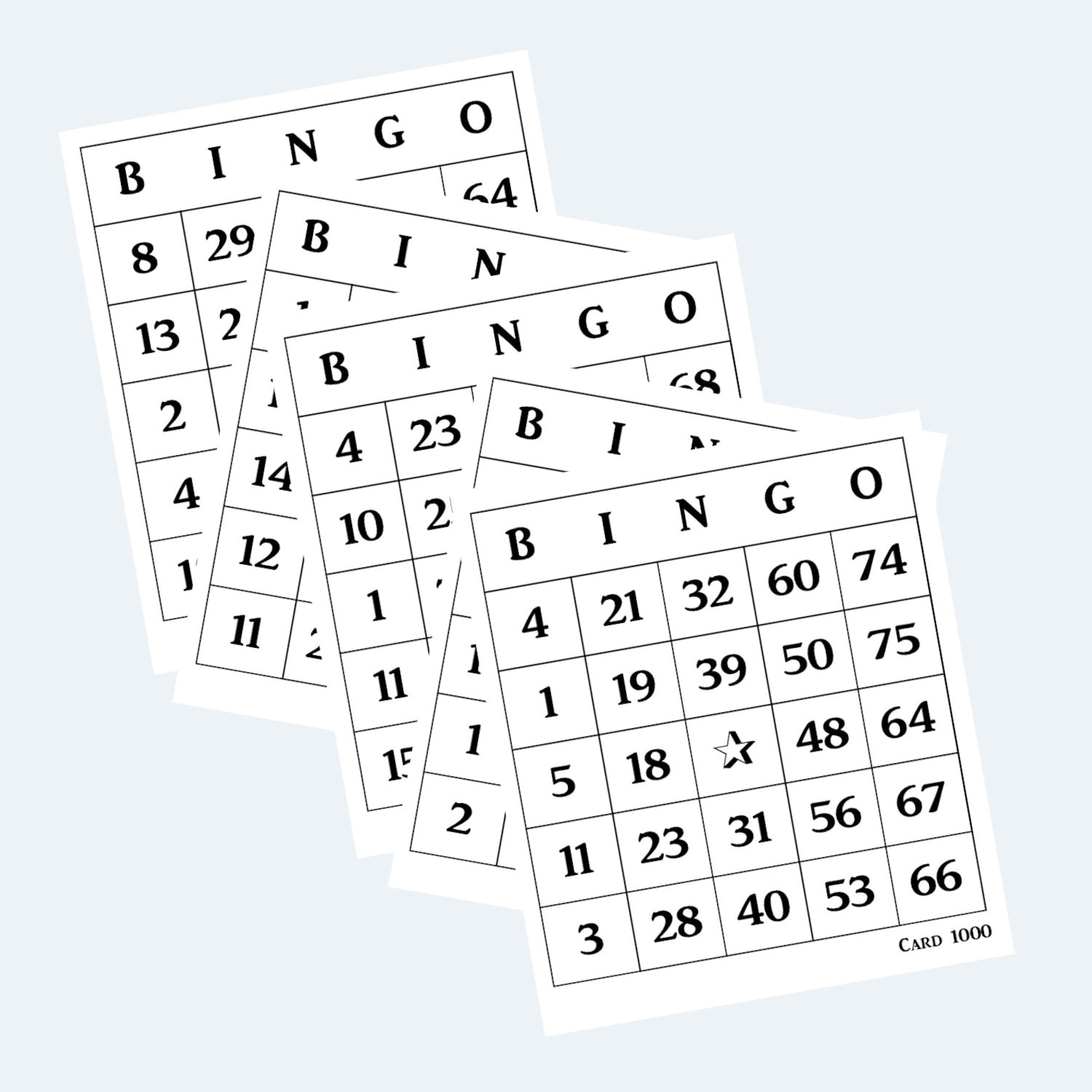 Printable Bingo Cards Large Jumbo Print 1 per Page 1000 Pages ...