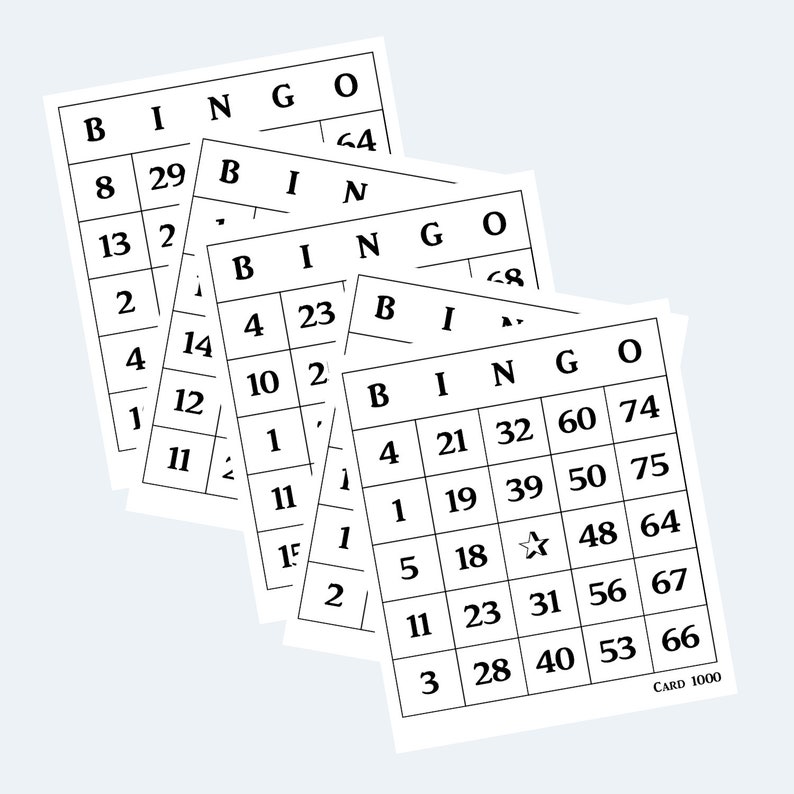 Printable Bingo Cards Large Jumbo Print 1 per Page 1000 Pages ...