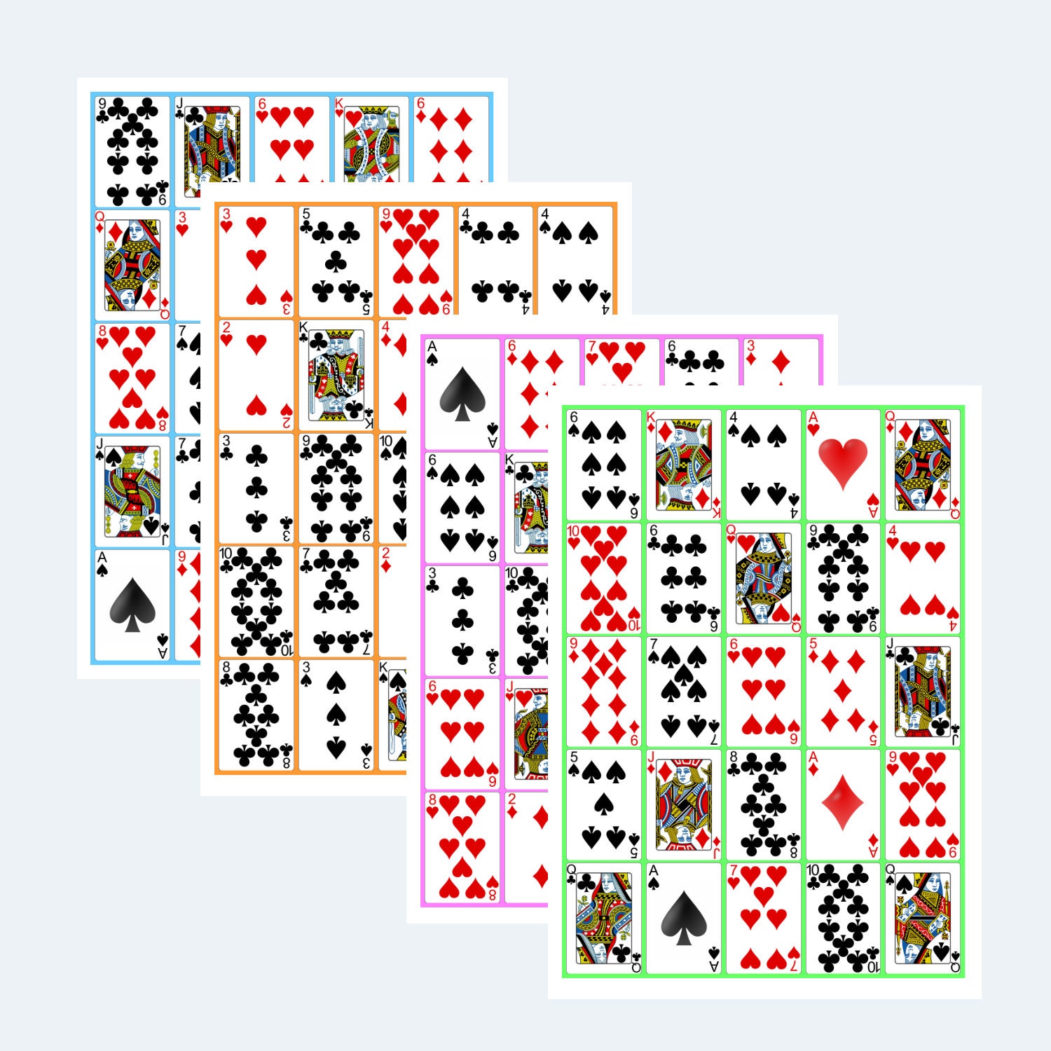 Poker Game Bingo Cards 1000 Printable Poker Bingo Cards Digital ...