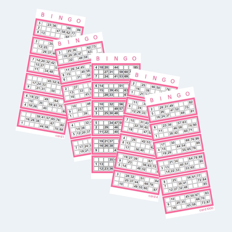 Printable UK Style 1-90 Bingo Ticket Cards - 2 per Page – 500 Pages ...