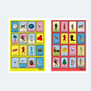 Loteria Cards - Color Printable Loteria Cards - 2 per Page – 1000 Cards ...