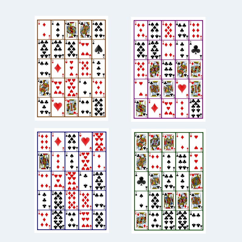 Poker Game Bingo Cards – 1000 Printable Poker Bingo Cards – Digital ...