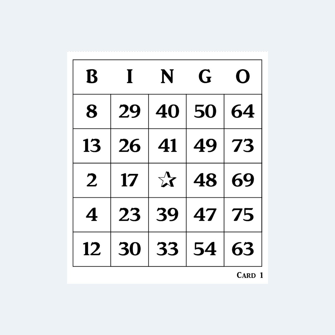 Printable Bingo Cards Large Jumbo Print 1 per Page 1000 Pages ...