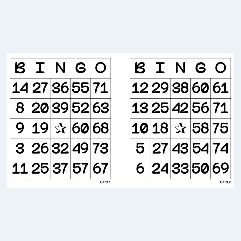 Bingo Cards - Printable Bingo Cards 2 per Page – 500 Pages / 1000 Cards ...