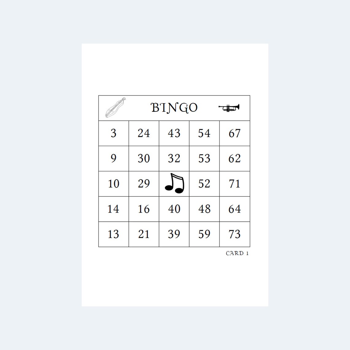 Printable Music Themed Bingo Cards 2 per Page - Etsy