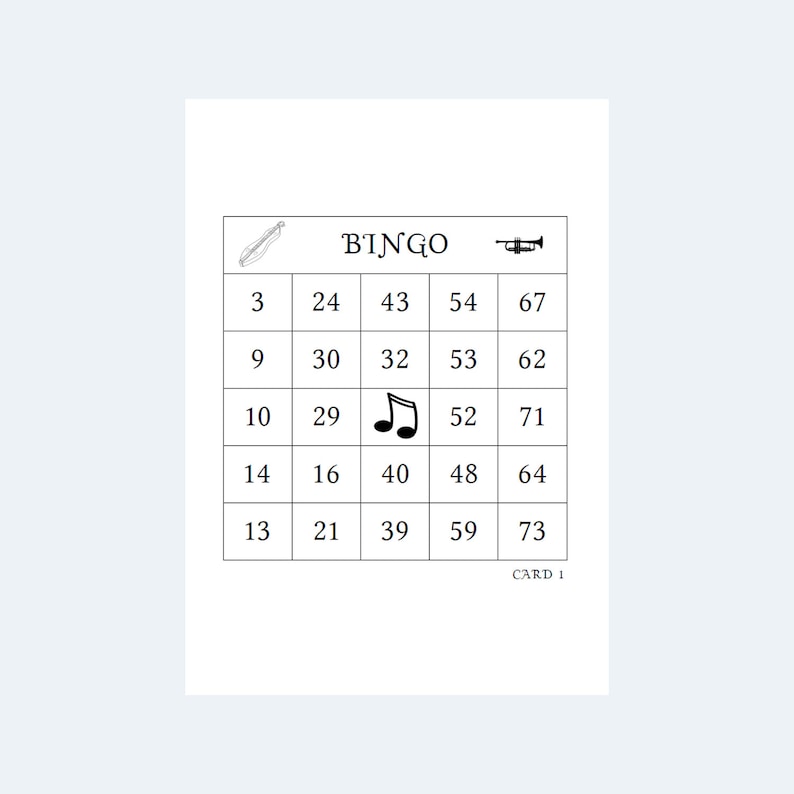 Printable Music Themed Bingo Cards 2 per Page - Etsy