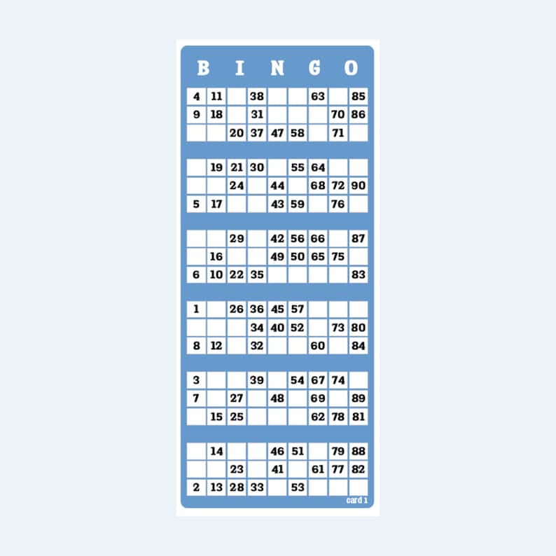 Printable Colour UK Style 1-90 Bingo Ticket Cards, 2 per Page - Etsy