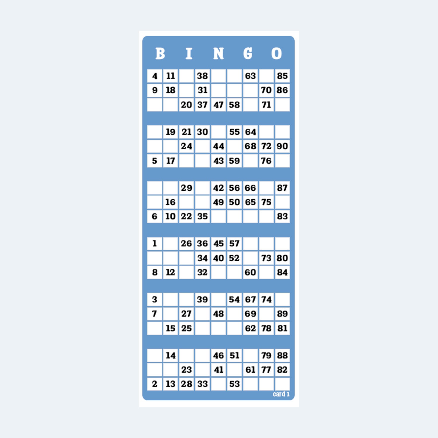 Printable Colour UK Style 1-90 Bingo Ticket Cards, 2 per Page - Etsy