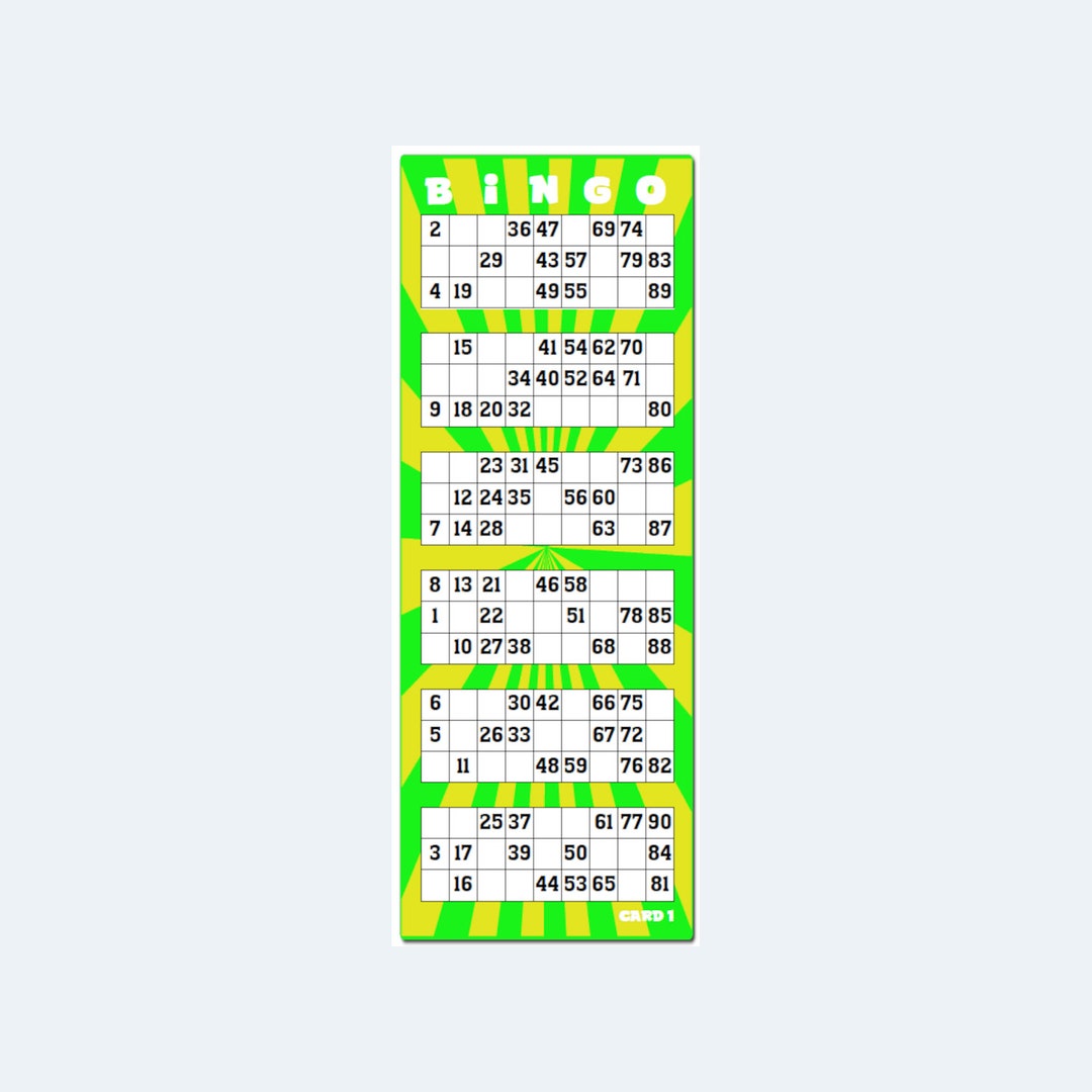 1000 Colorful UK Style 1-90 Bingo Ticket Cards, 2 Cards per (A4) Page ...