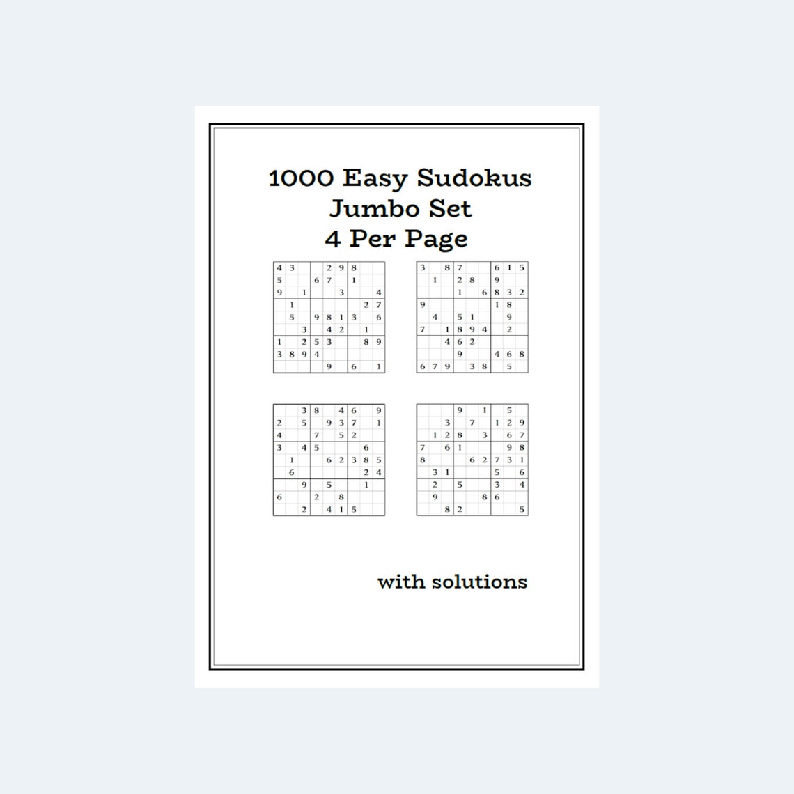 Sudoku Puzzles Jumbo Set 1000 Easy-solve Sudoku Puzzles 4 Per-page With ...