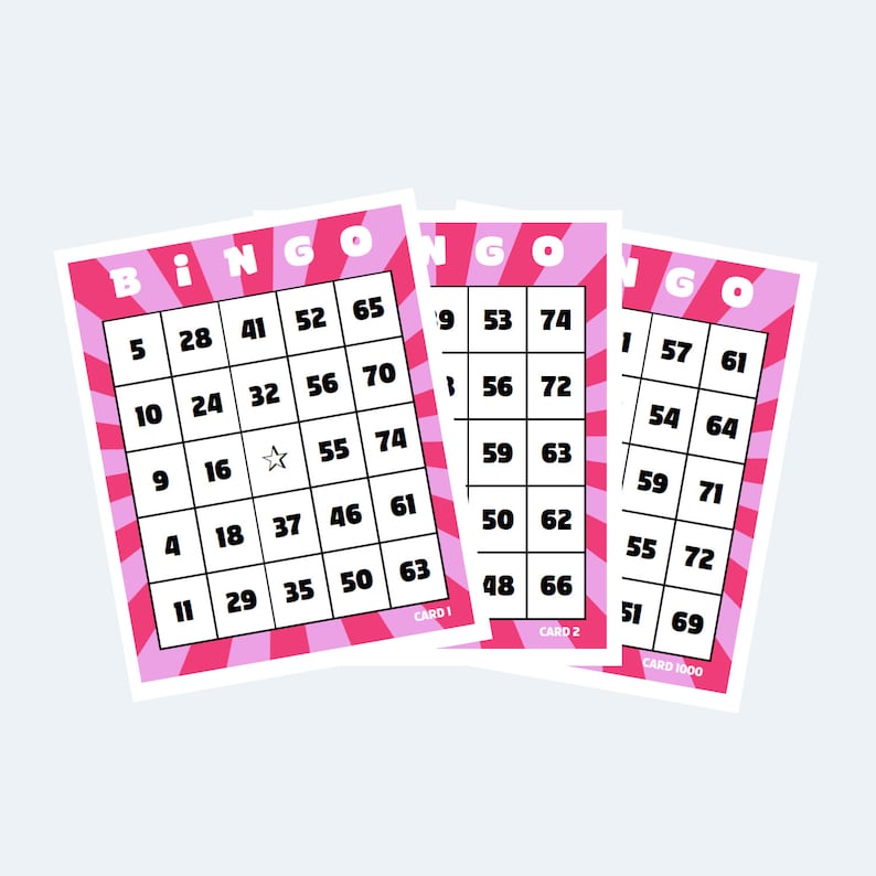 1000 Bingo Cards - Colorful 1 to 75 Bingo Cards 2 per Page – 500 Pages ...