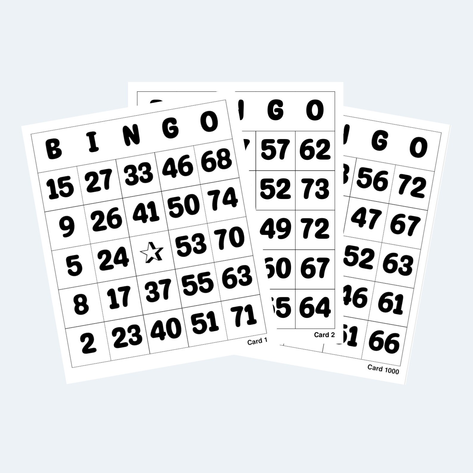 Bingo Cards - Printable Bingo Cards 2 per Page – 500 Pages / 1000 Cards ...