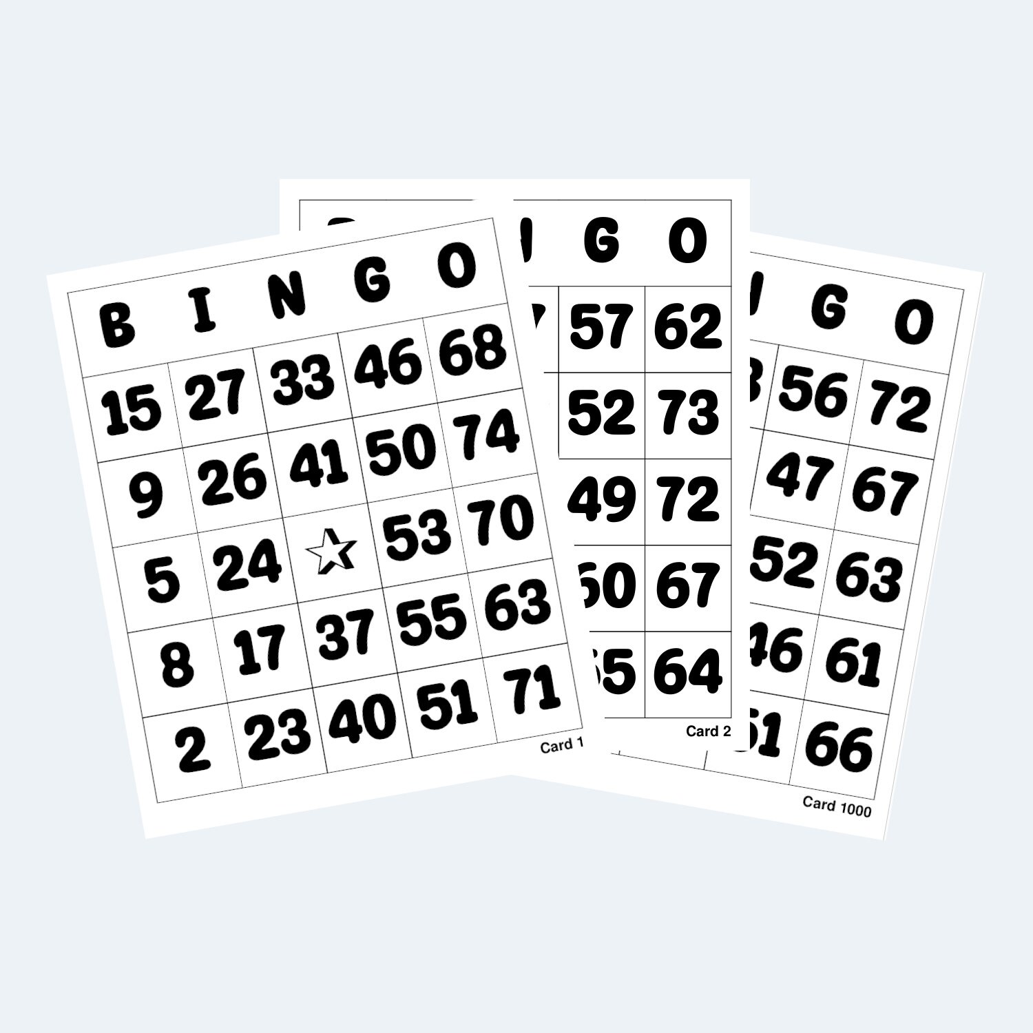 Bingo Cards - Printable Bingo Cards 2 per Page – 500 Pages / 1000 Cards ...